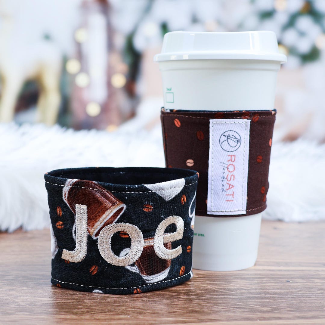 Reusable Coffee Cup Sleeve, Custom Cup Sleeve, Fabric Coffee Cozy ...