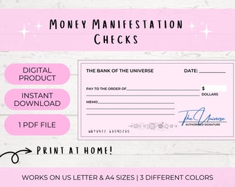 Money Manifestation Checks Printable Cheque Law of - Etsy