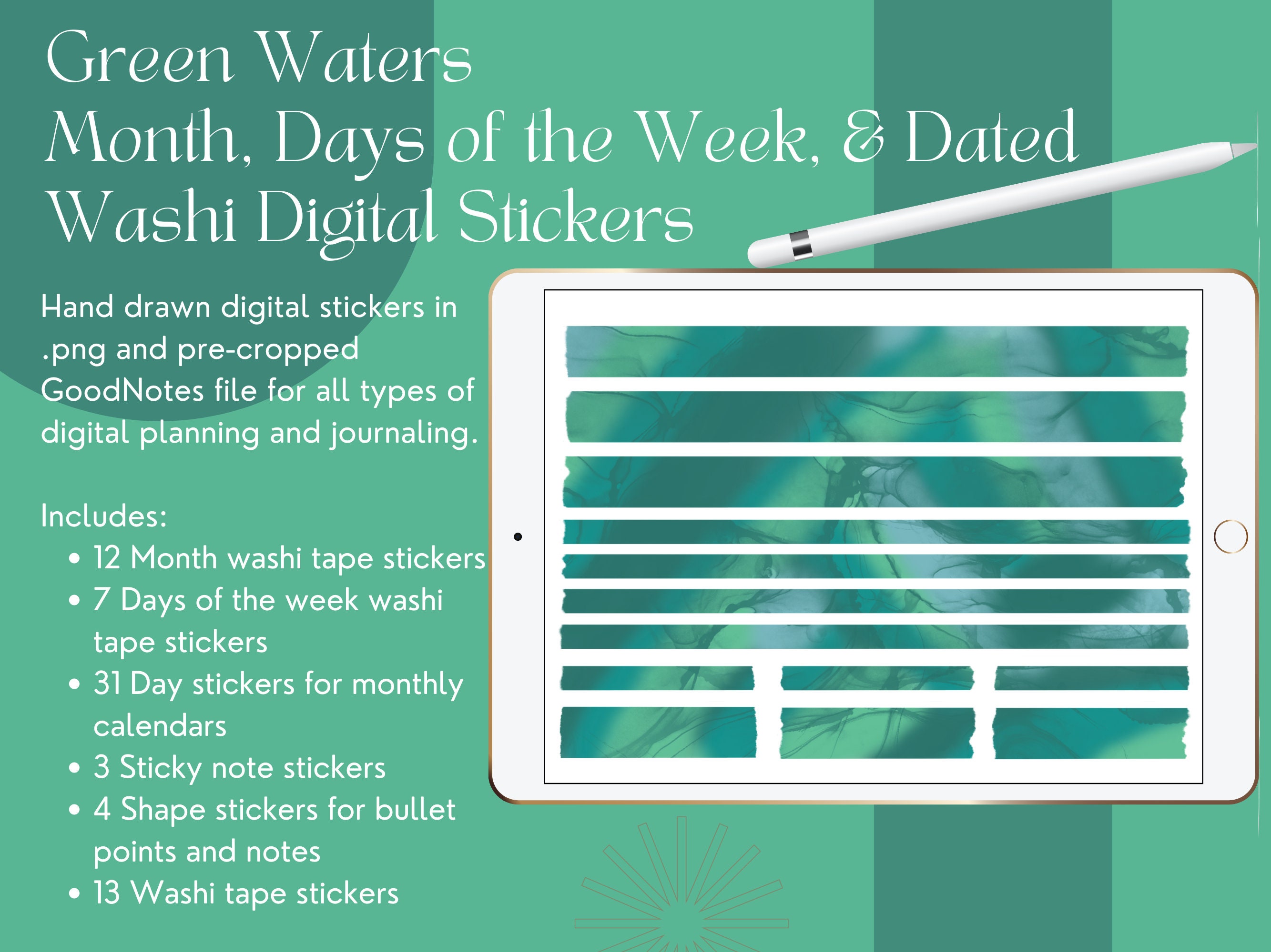 Months Days of the Week and Dated Hand Drawn Digital | Etsy