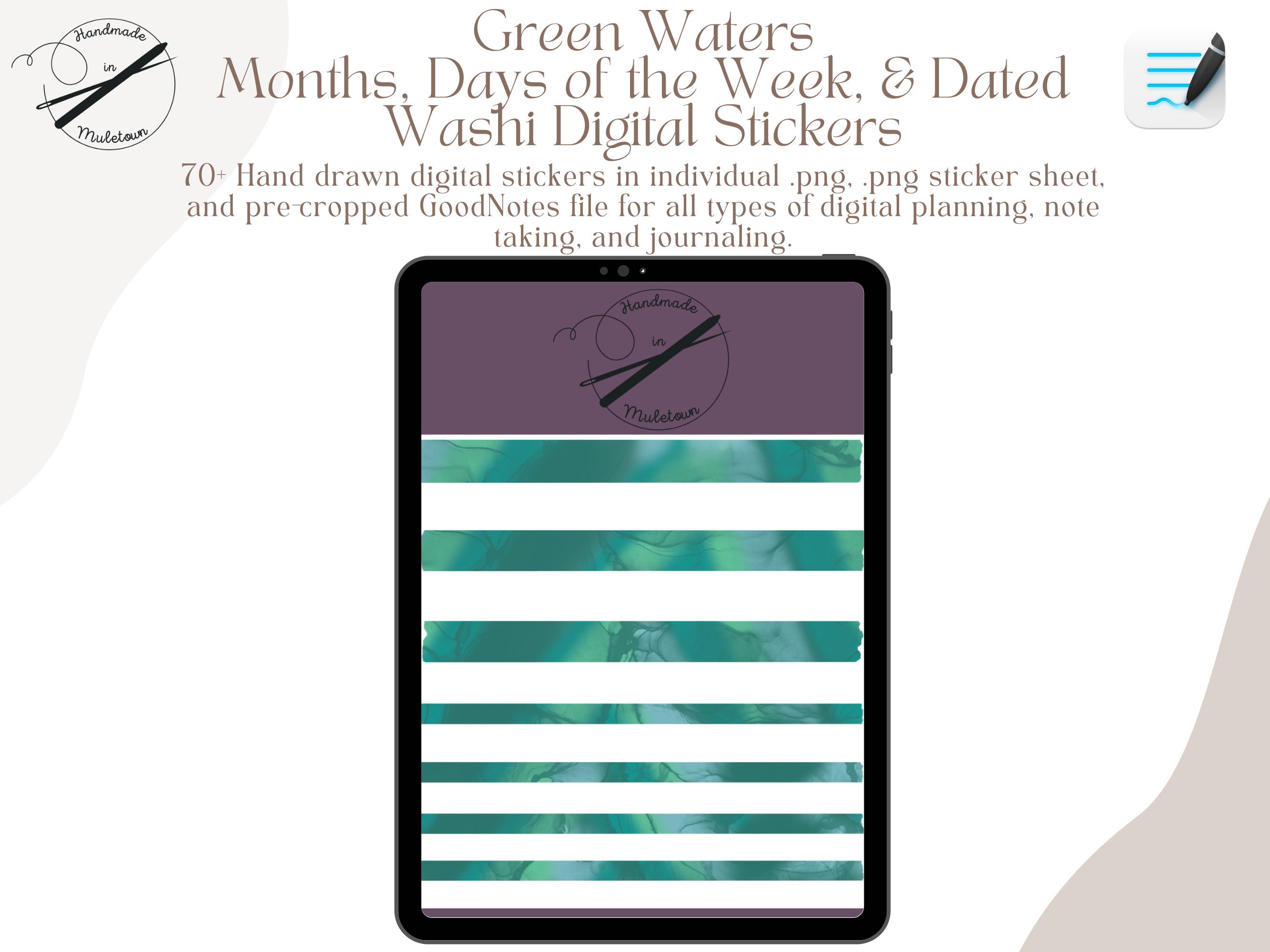 Months, Days of the Week, and Dated Hand Drawn Digital Stickers for ...