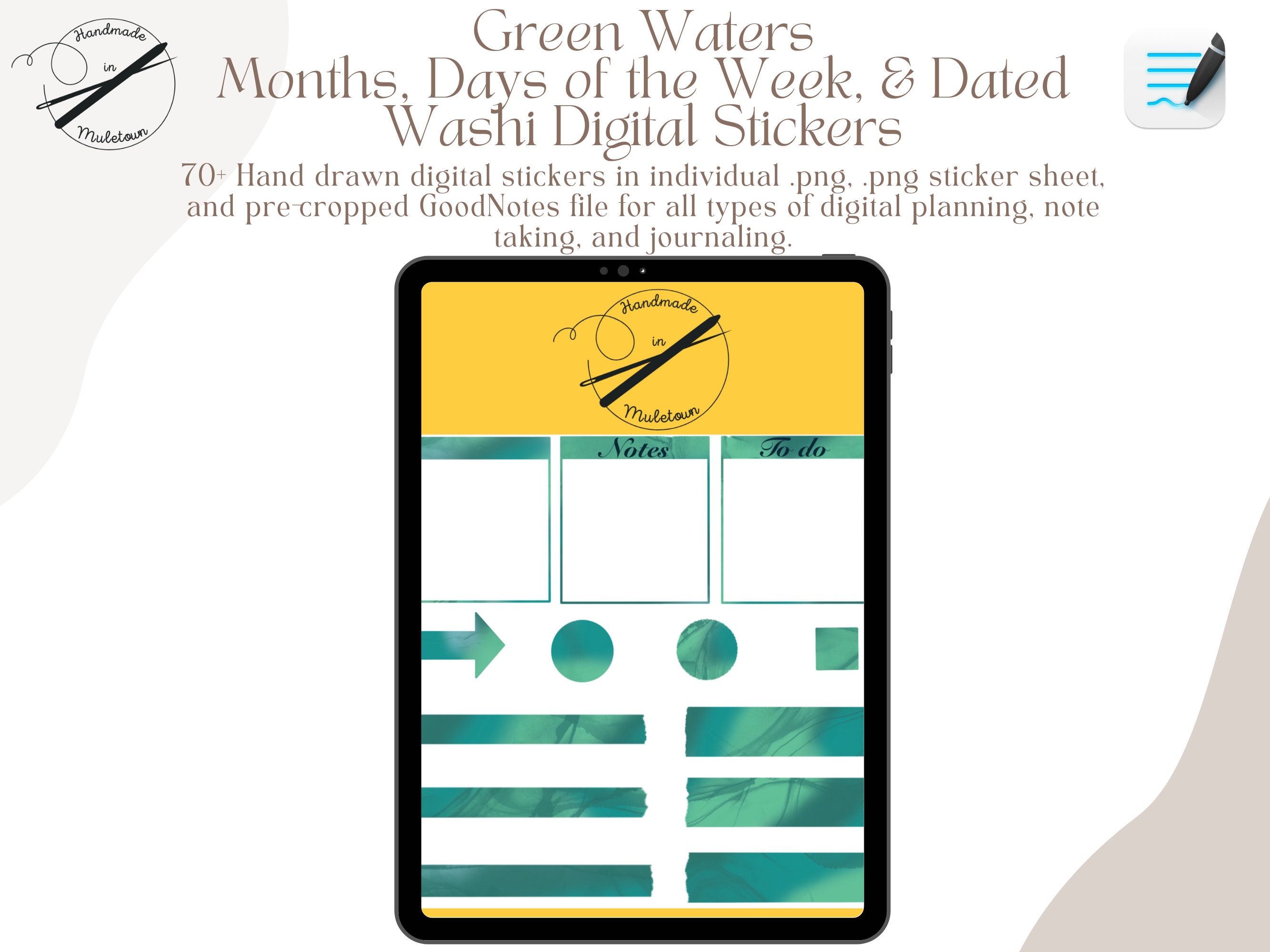 Months, Days of the Week, and Dated Hand Drawn Digital Stickers for ...