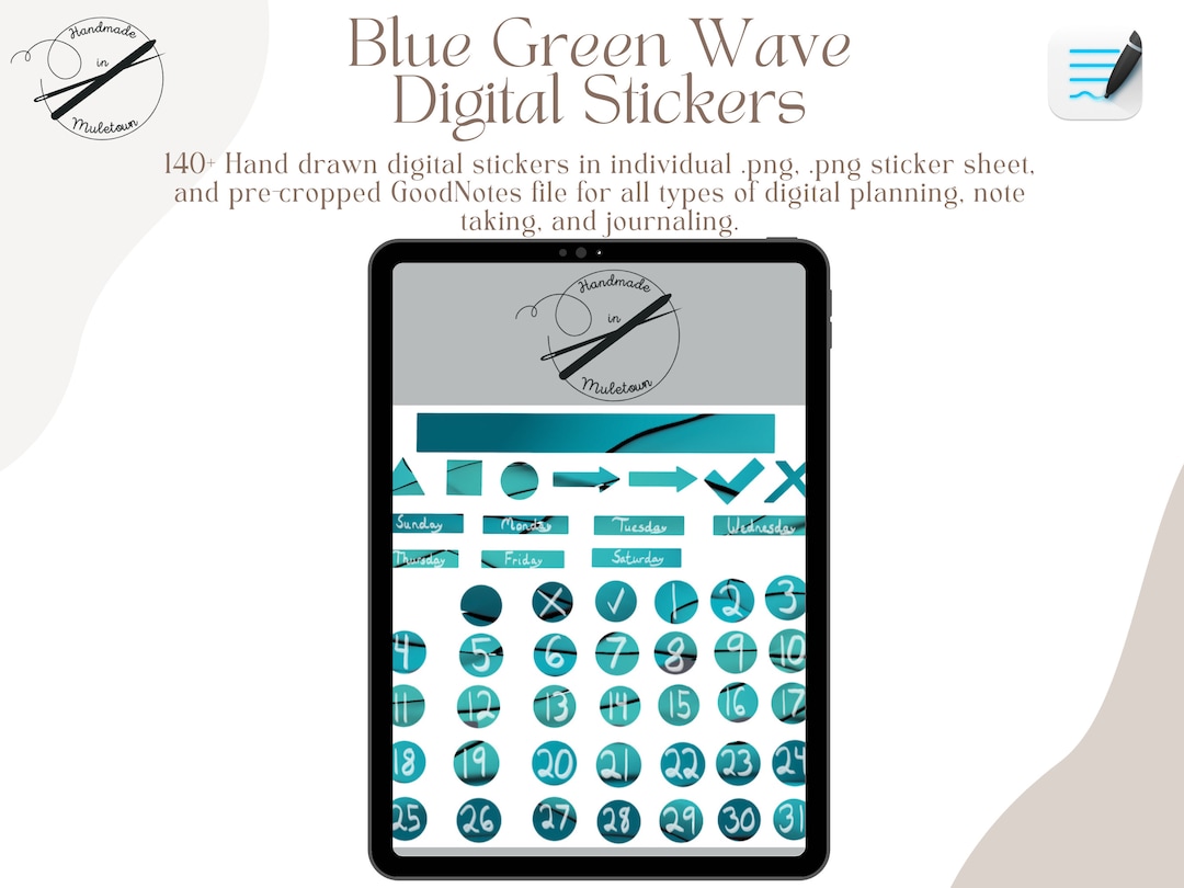 Days of the Week and Dated Hand Drawn Digital Stickers for Digital ...