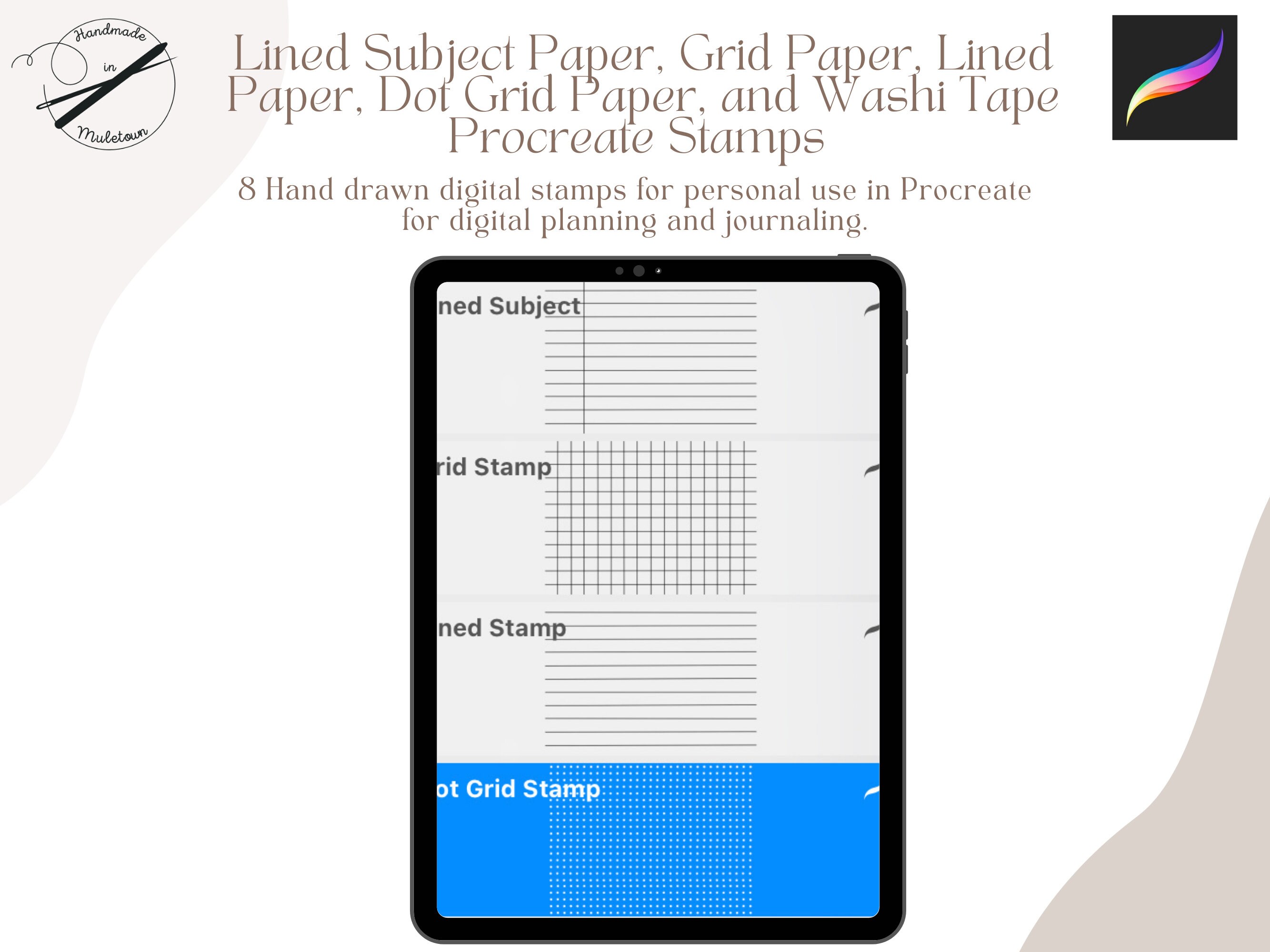 Paper Procreate Stamp | Lined Subject, Grid Paper, Lined Paper, Dot ...