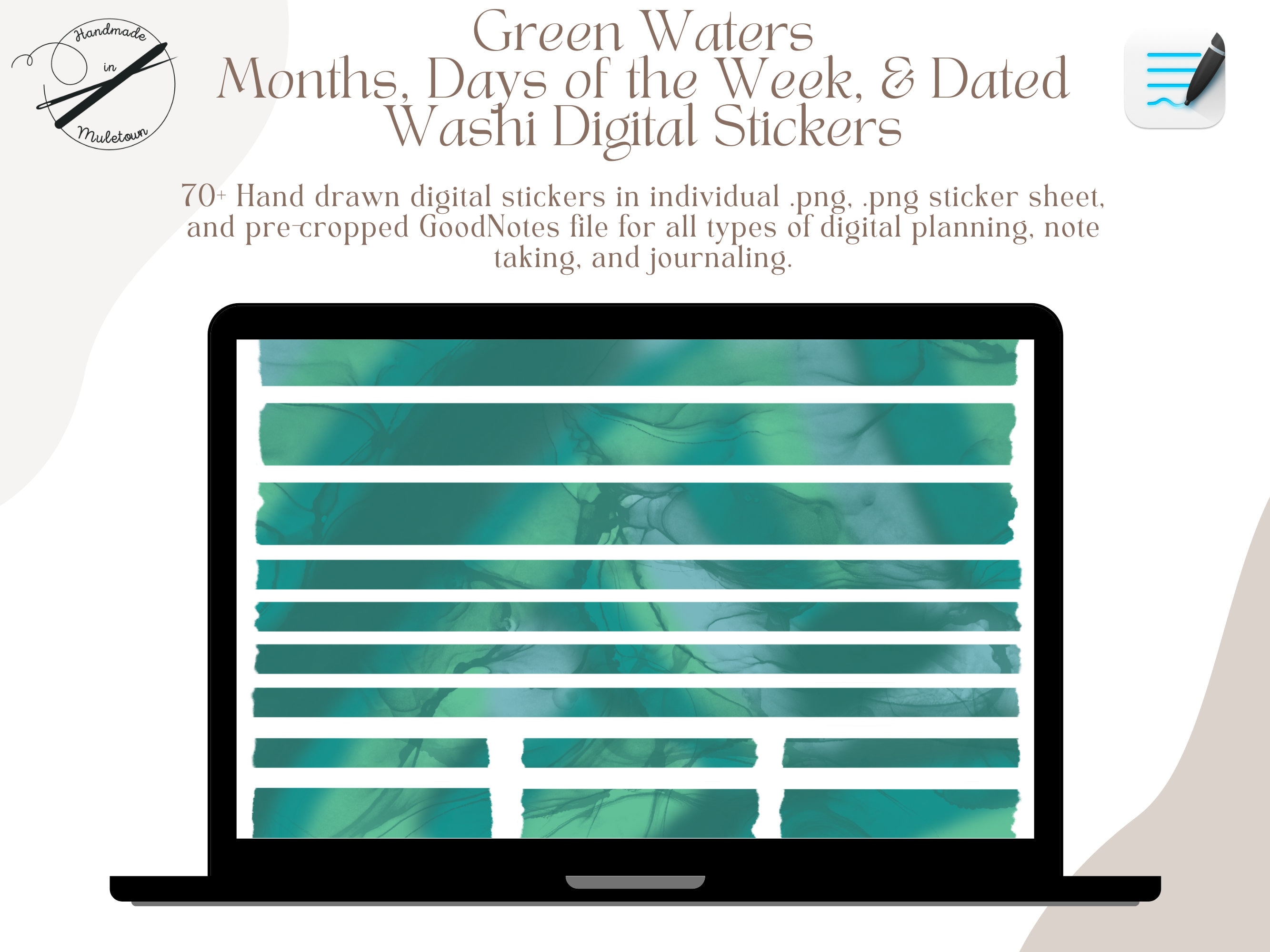 Months, Days of the Week, and Dated Hand Drawn Digital Stickers for ...