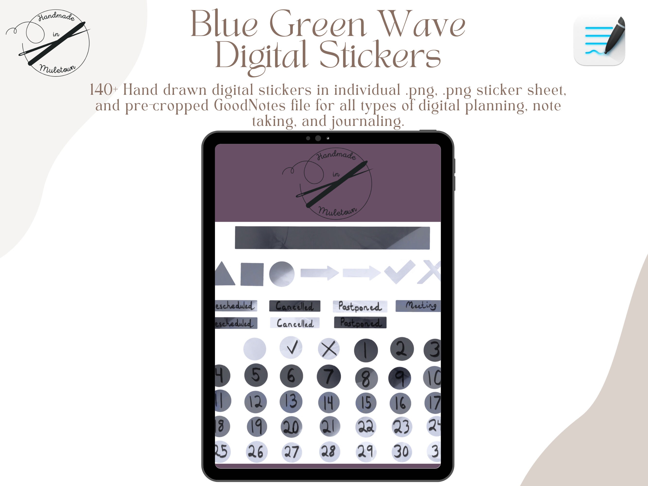 Days of the Week and Dated Hand Drawn Digital Stickers for Digital ...