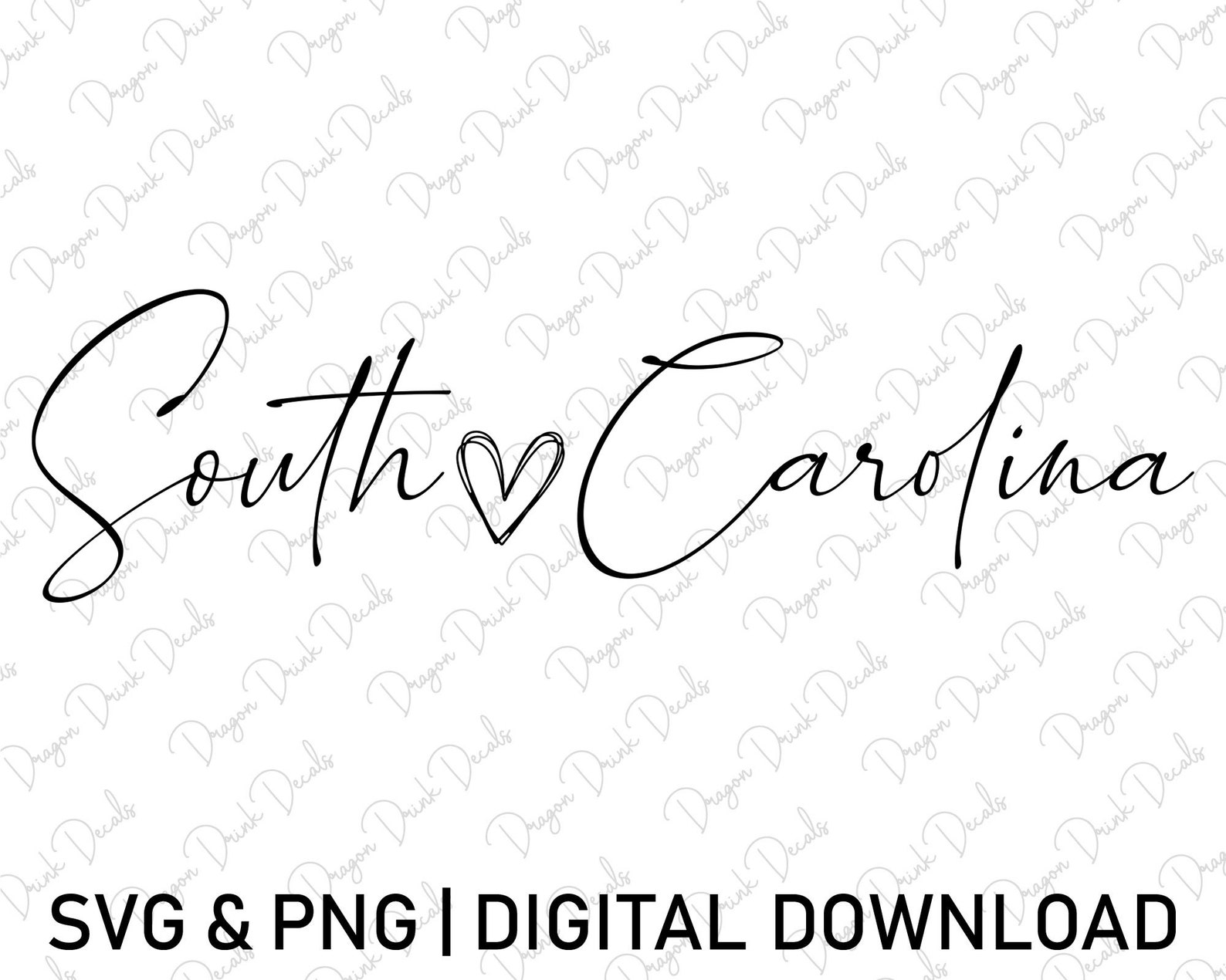 South Carolina Svg Digital Download USA Svg Cursive Font - Etsy