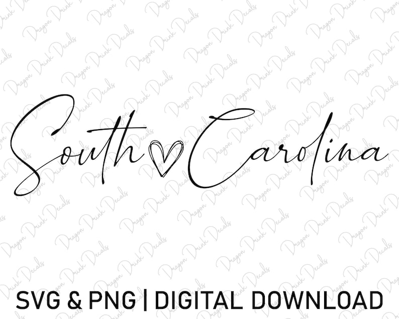 South Carolina Svg Digital Download USA Svg Cursive Font - Etsy