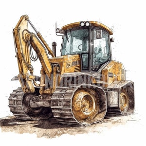 Backhoe Loader Clipart, 12 High Quality JPG Files, Construction ...