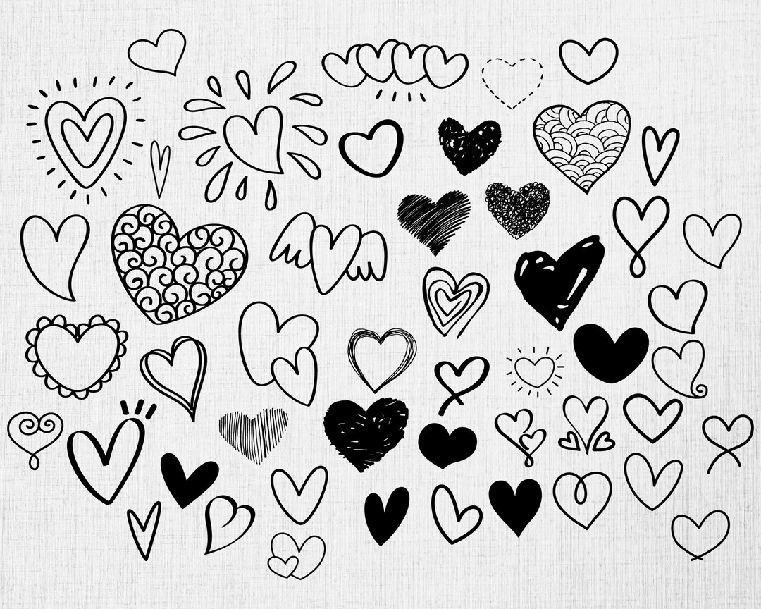 Hearts in Heart Bundle Svg, Digital Download, Hand Drawn Hearts Svg ...