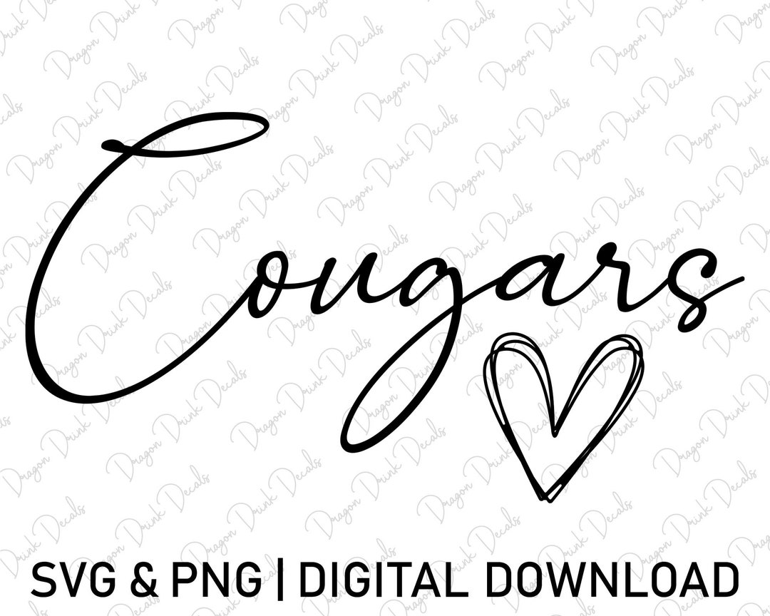 Cougars Svg, Heart Svg, Sports Svg, Basketball Svg, Baseball Svg, Digital Downloads, Cricut ...