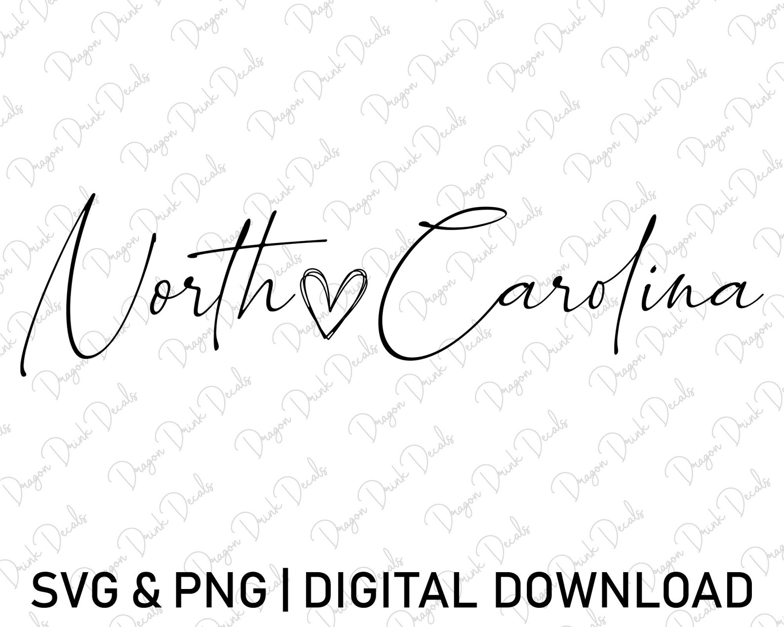 North Carolina Svg, Digital Download, USA Svg, Cursive Font Svg, North ...