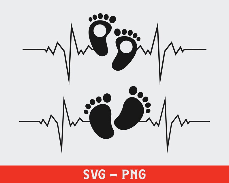 Baby Footprint Bundle Svg, Baby Feet Monogram Name Frame Svg, Digital ...