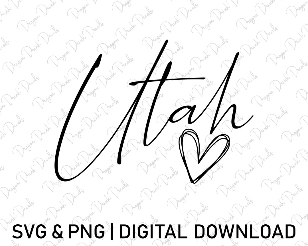 Utah Svg, Digital Downloads, USA State Svg, Cursive Fonts Svg, Utah ...