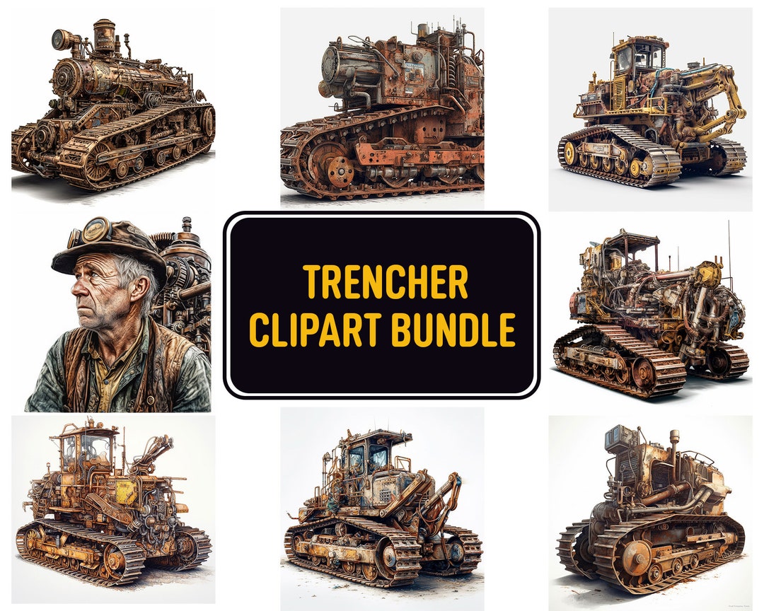 Trencher Clipart, 12 High Quality JPG Files, Construction Vehicles ...