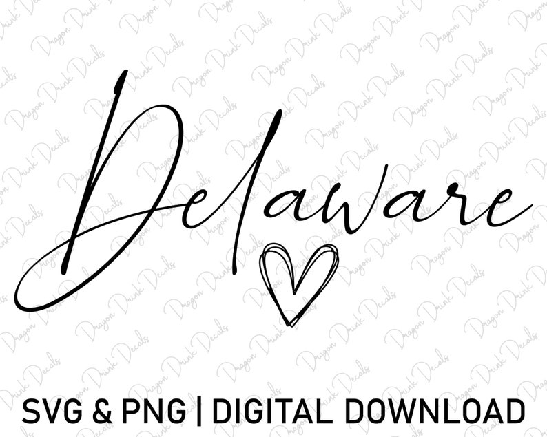 Delaware Svg Digital Download USA Svg Cursive Font Svg - Etsy