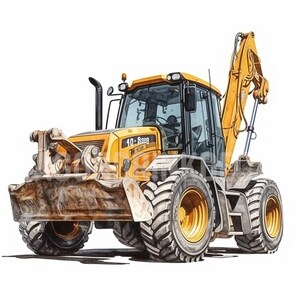 Backhoe Loader Clipart, 12 High Quality JPG Files, Construction ...