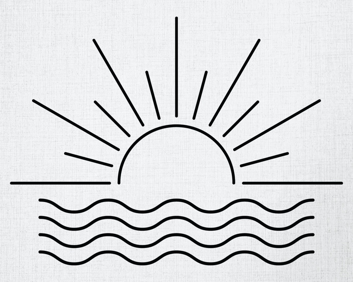 Travel Svg, Digital Download, Ocean Sunrise Svg, Wave Svg, Sunshine Png ...