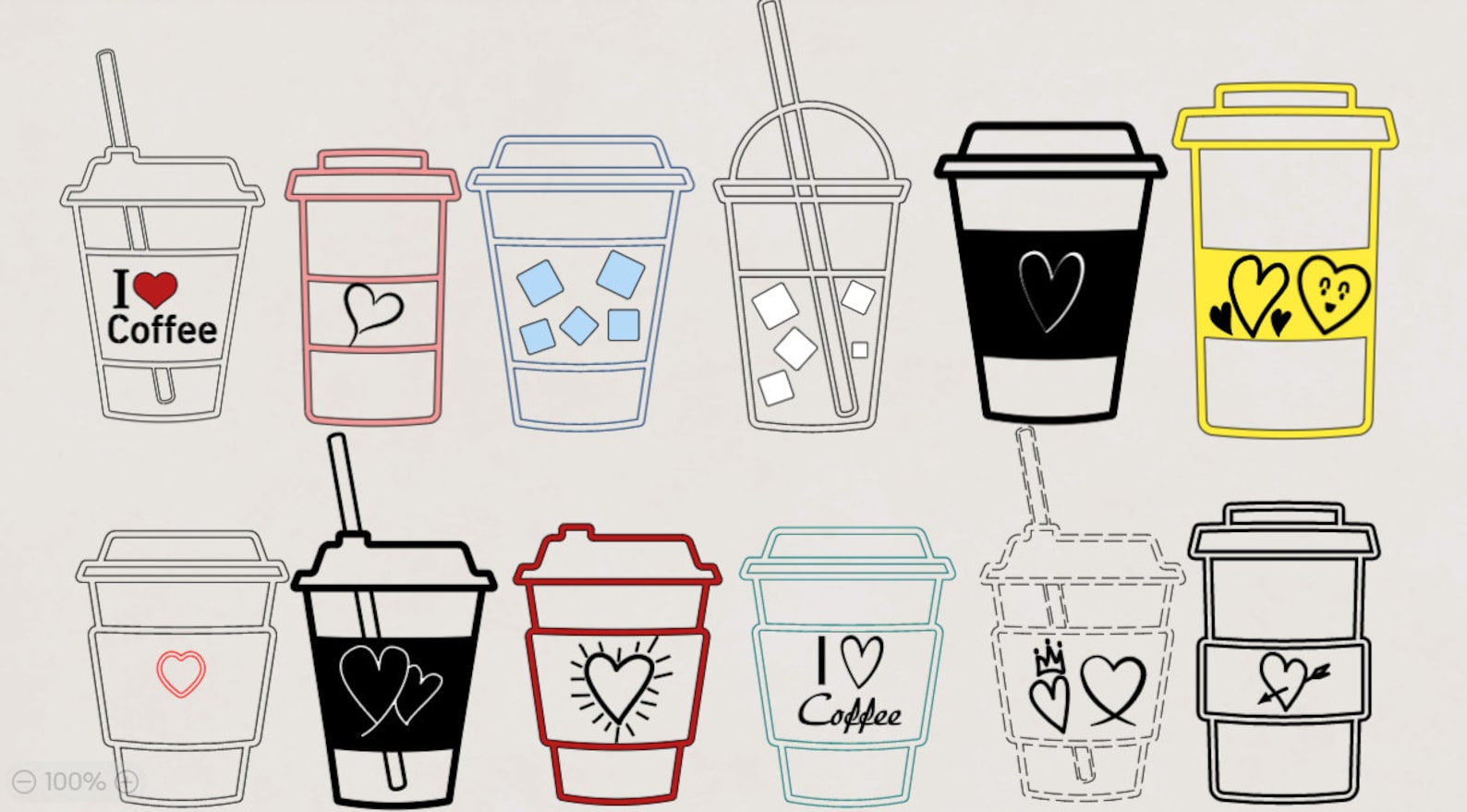 Coffee Cup Bundle Svg, Digital Download, Takeaway Cup Svg, Silhouette ...