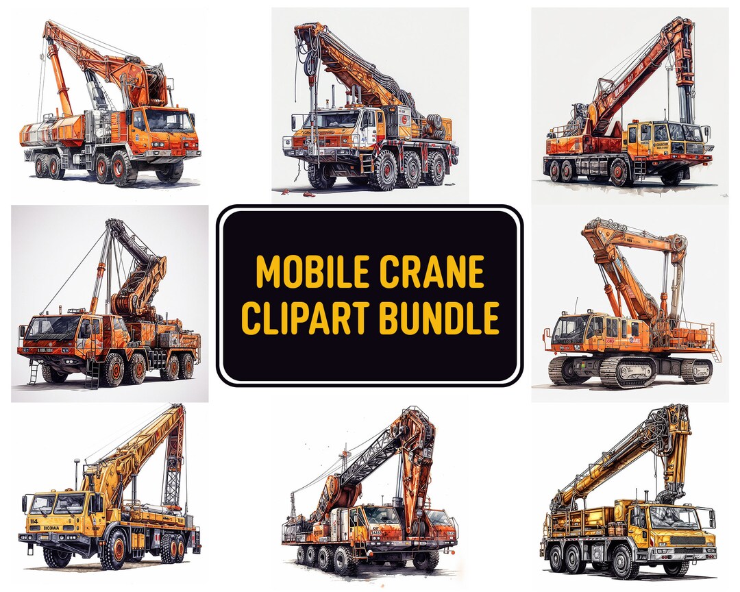 Mobile Crane Clipart, 12 High Quality JPG Files, Construction Vehicles ...