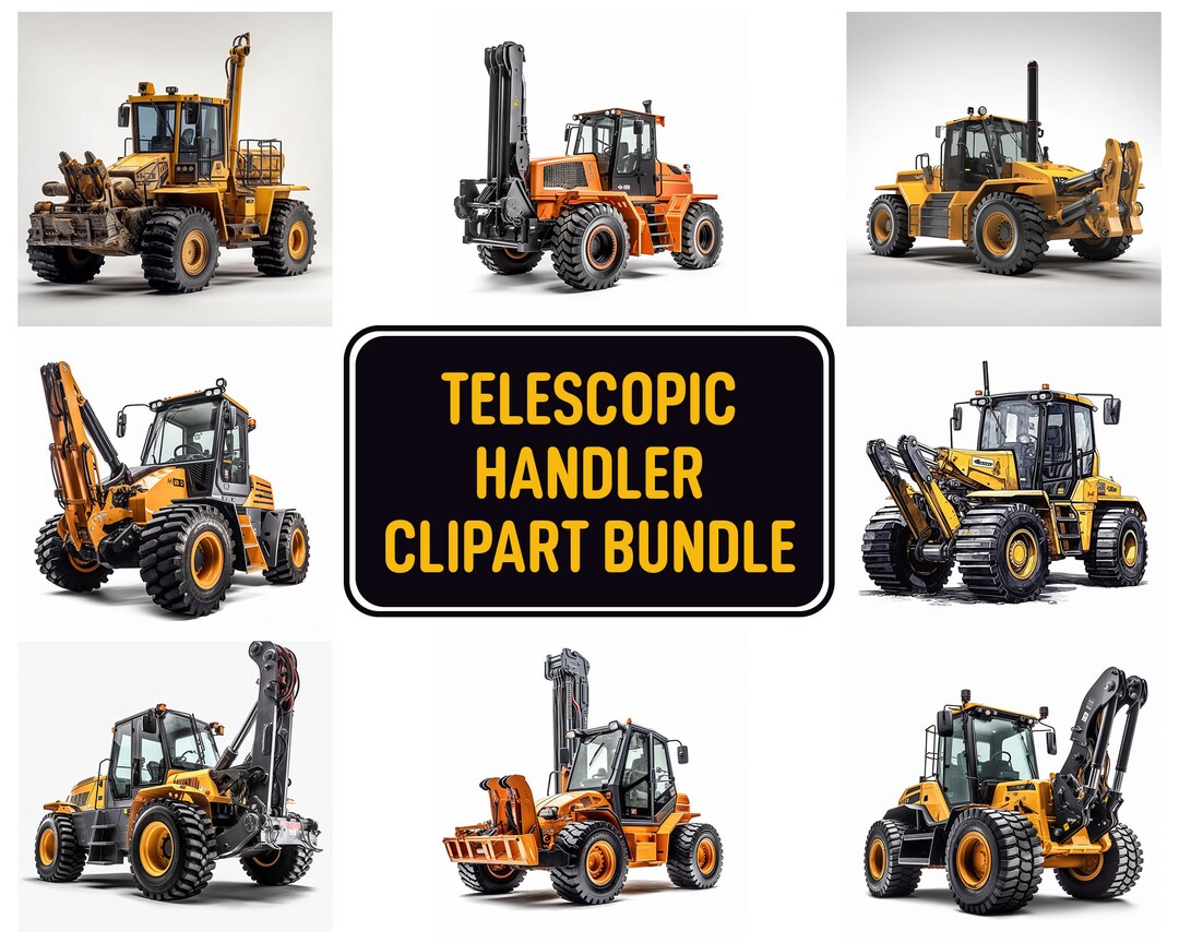 Telescopic Handler Clipart, 12 High Quality JPG Files, Construction ...