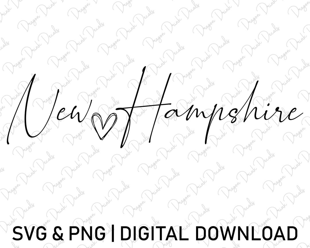 New Hampshire Svg, Digital Download, USA Svg, Cursive Font Svg, New ...