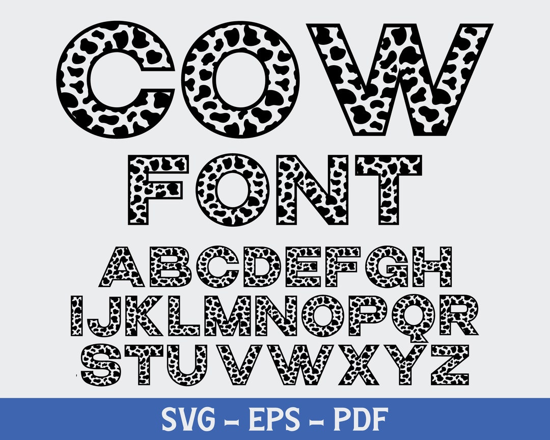 Cow Font TTF Svg, Digital Download, Farmhouse Font Svg, Silhouette, TTF ...