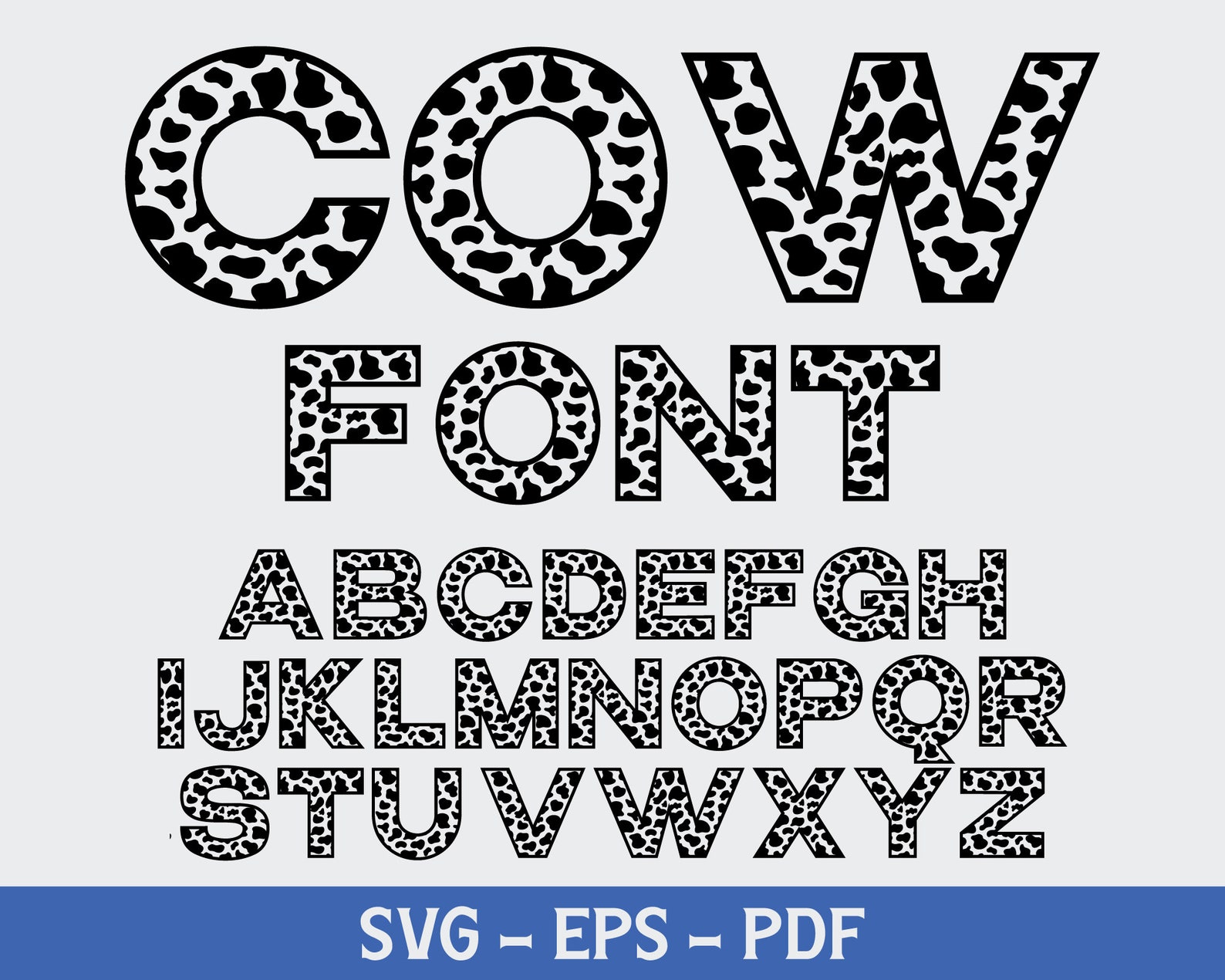Cow Font TTF Svg, Cow Skin Letters Svg, Digital Download, Farmhouse ...
