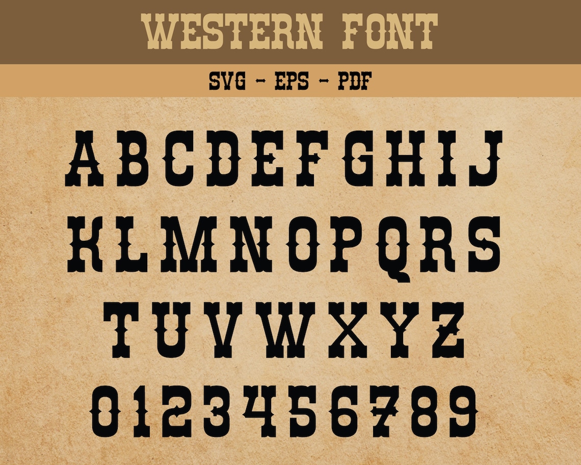 Western Monogram Font Svg, Wild West Font Svg, Digital Download, Cowboy ...