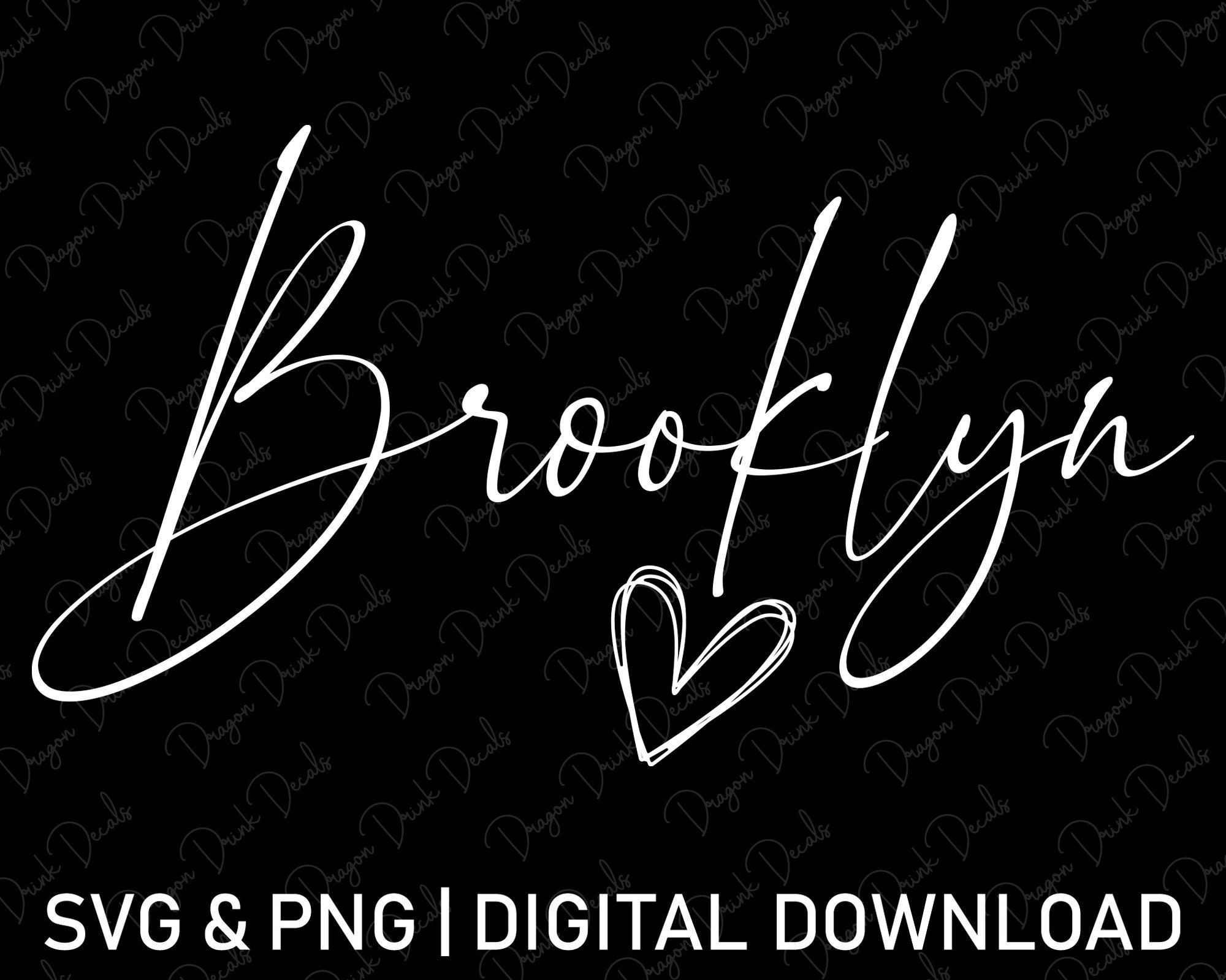 Brooklyn New York Svg, Digital Download, America Svg, Cursive Fonts Svg ...