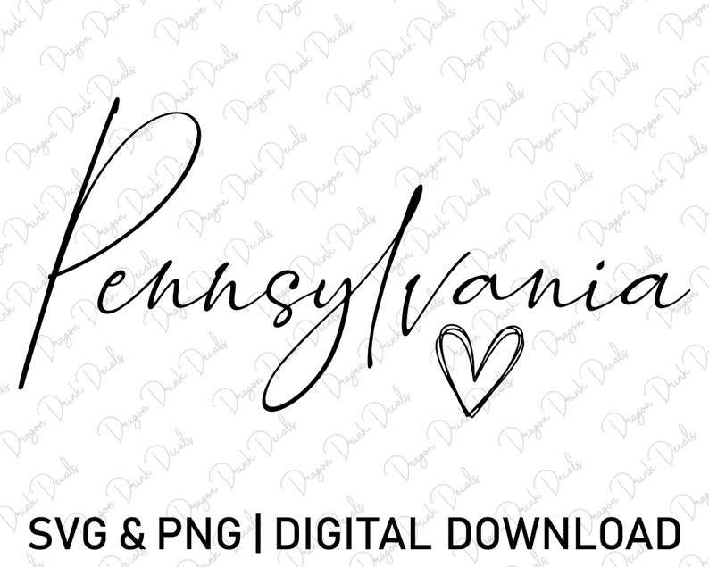 Pennsylvania Svg Digital Download USA Svg Cursive Font Svg - Etsy