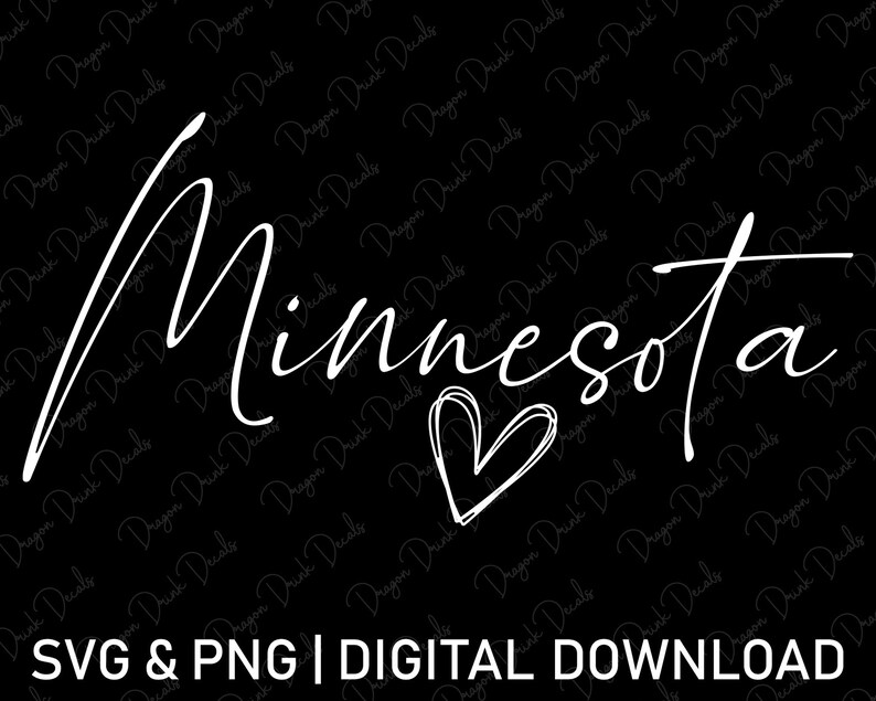 Minnesota Svg Cursive Fonts Svg Heart Svg US States Svg - Etsy