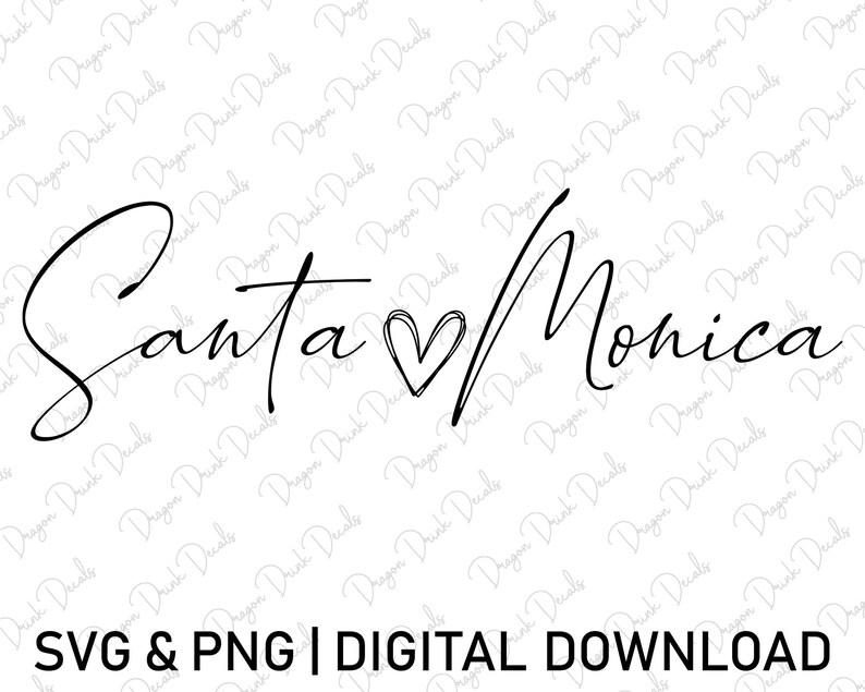 Santa Monica Svg Digital Download America Svg Cursive Font - Etsy