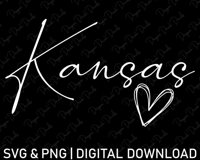 Kansas Svg Digital Download USA Svg Cursive Fonts Svg - Etsy