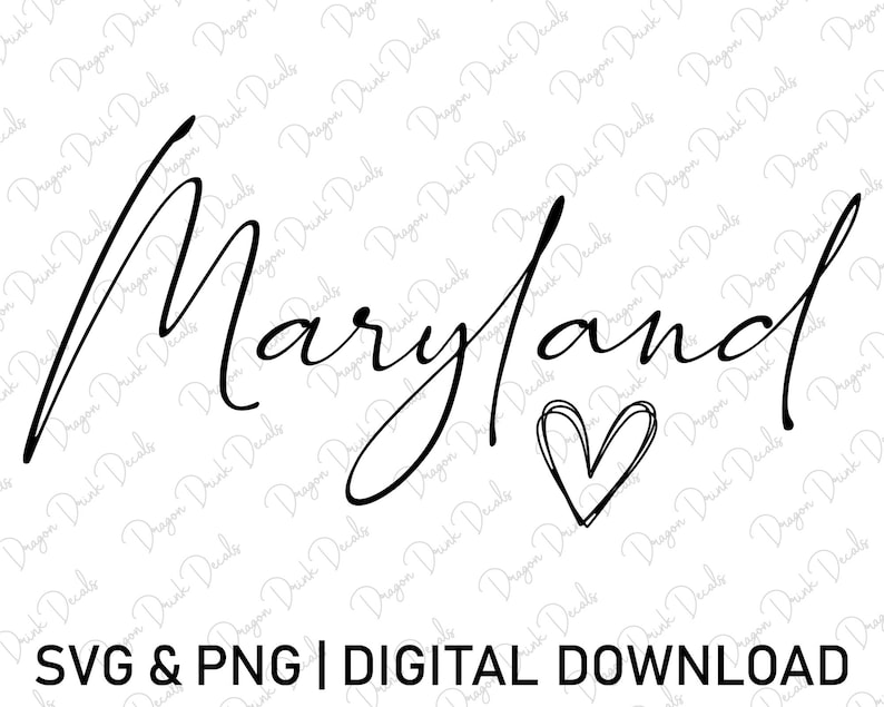 Maryland Svg, Digital Downloads, USA State Svg, Cursive Font Svg ...