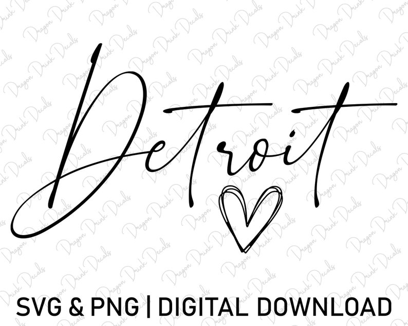 Detroit Svg, Digital Download, America Svg, Cursive Fonts Svg, Detroit ...