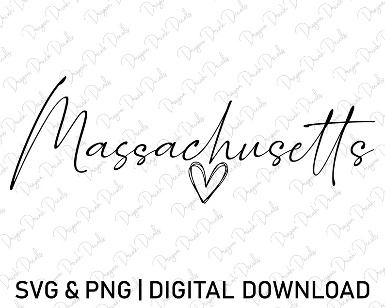 Massachusetts Svg Digital Download USA Svg Cursive Font - Etsy