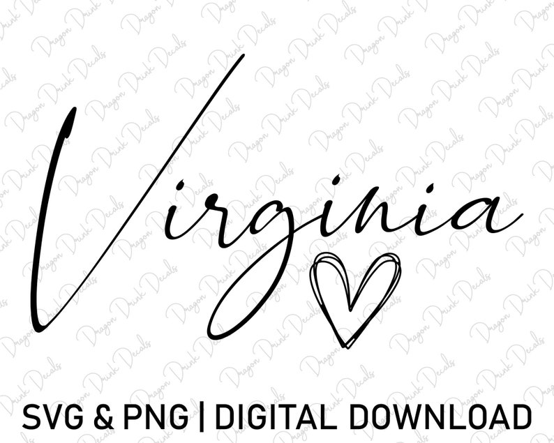 Virginia Svg Digital Download USA Svg Cursive Font Svg - Etsy