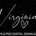 Virginia Svg, Digital Download, USA Svg, Cursive Fonts Svg, Virginia ...
