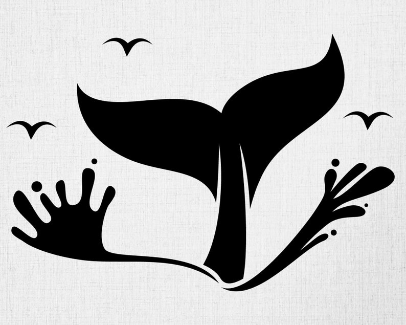 Whale Tail Svg Mermaid Tail Svg Waves Svg Digital Download Etsy