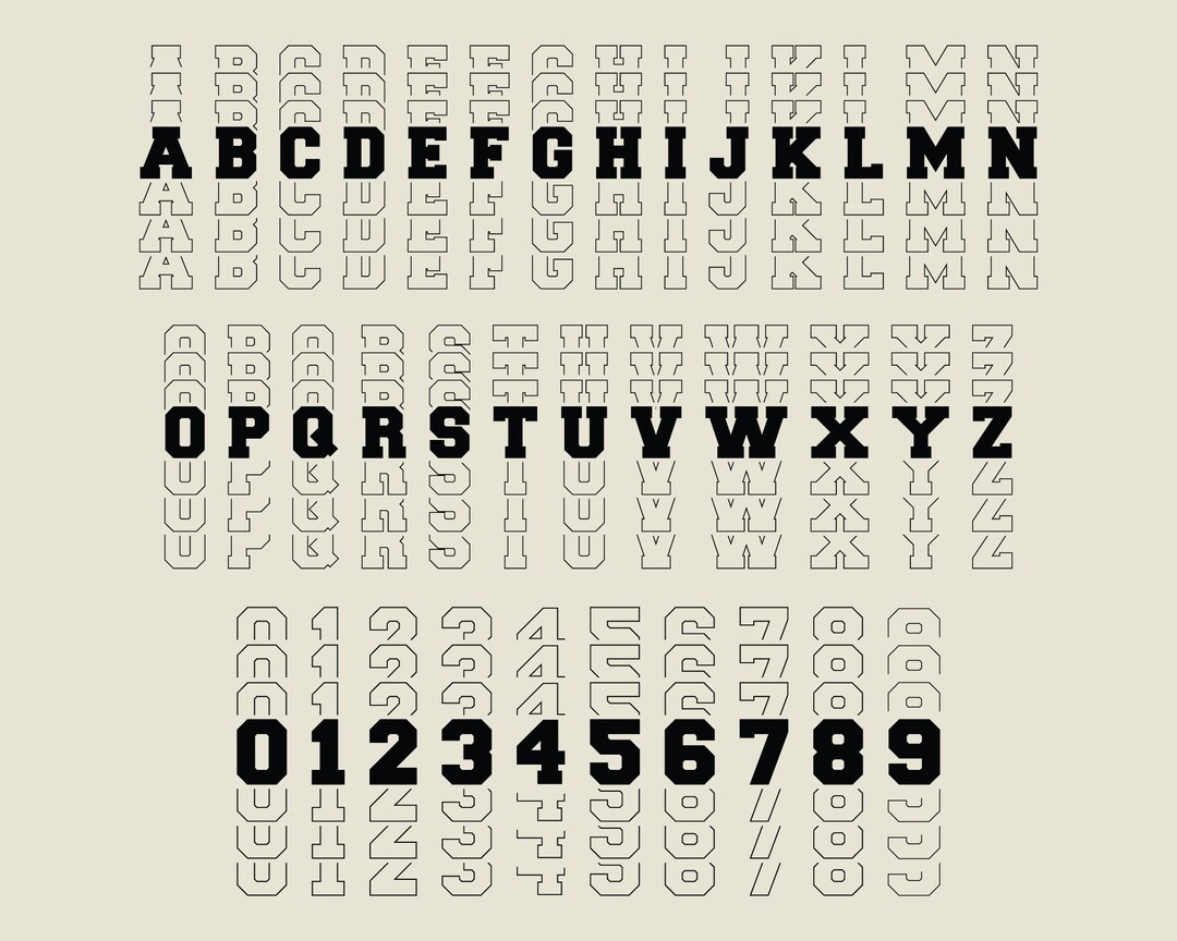 Mirror Font Svg, Mirror Numbers Svg, Digital Download, College Font Svg ...