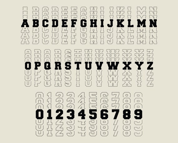 Mirror Font Svg Mirror Numbers Svg Digital Download College - Etsy