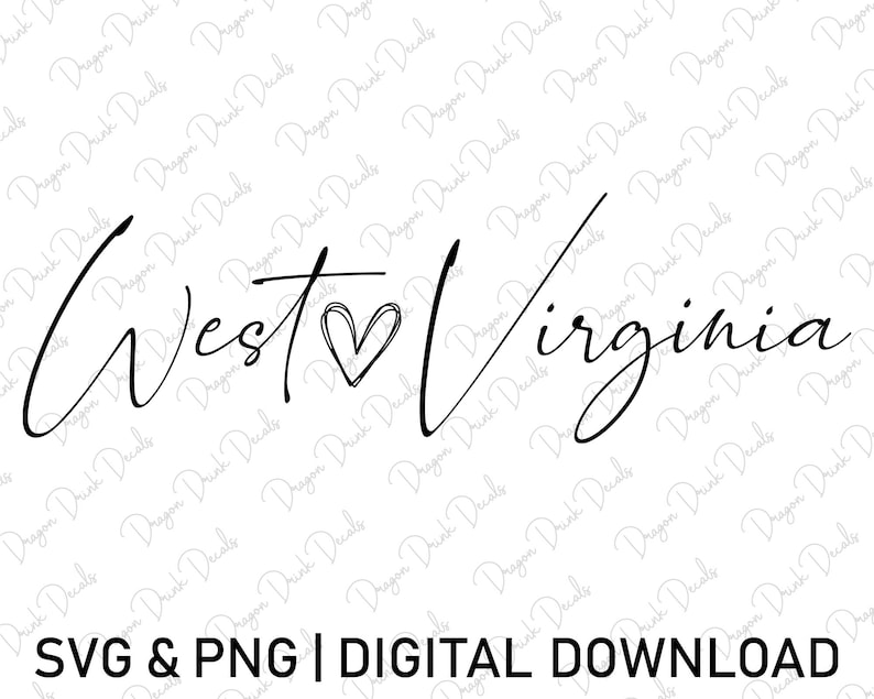 West Virginia Svg Digital Download USA Svg Cursive Font - Etsy