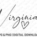 Virginia Svg, Digital Download, USA Svg, Cursive Fonts Svg, Virginia ...