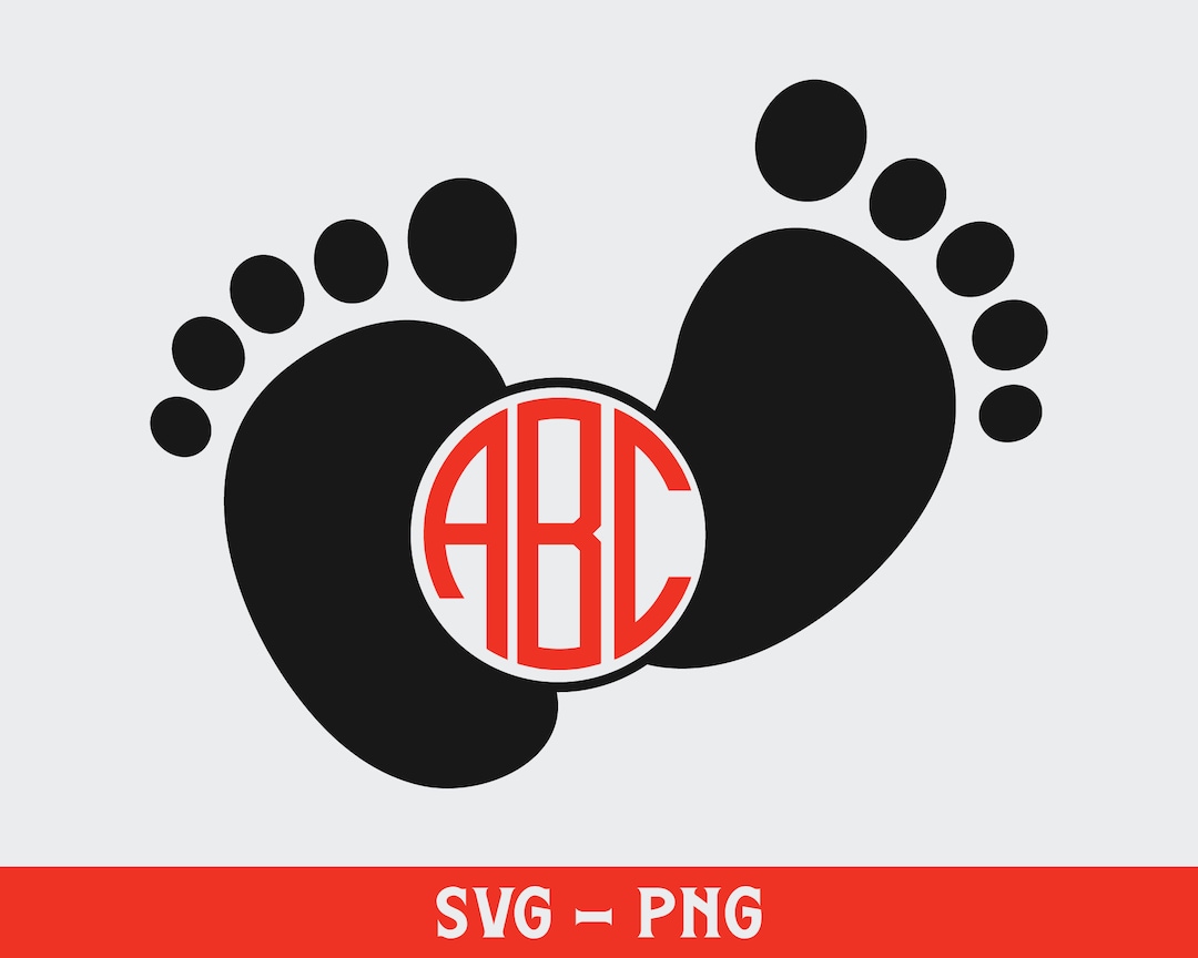 Baby Feet Monogram Name Frame Svg, Digital Download, Baby Footprint ...
