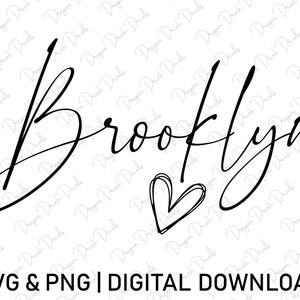 Brooklyn New York Svg, Digital Download, America Svg, Cursive Fonts Svg ...