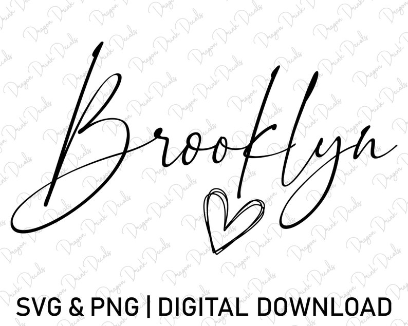 Brooklyn New York Svg, Digital Download, America Svg, Cursive Fonts Svg ...