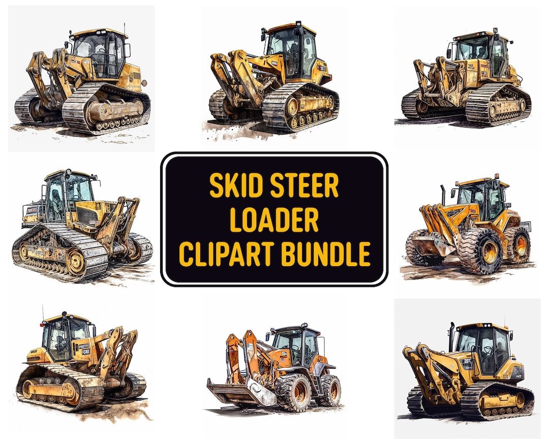 Skid Steer Loader Clipart, 12 High Quality JPG Files, Construction ...