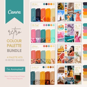 SAVE 10% Retro Brand Palette Bundle Editable Canva Colour Palette With ...
