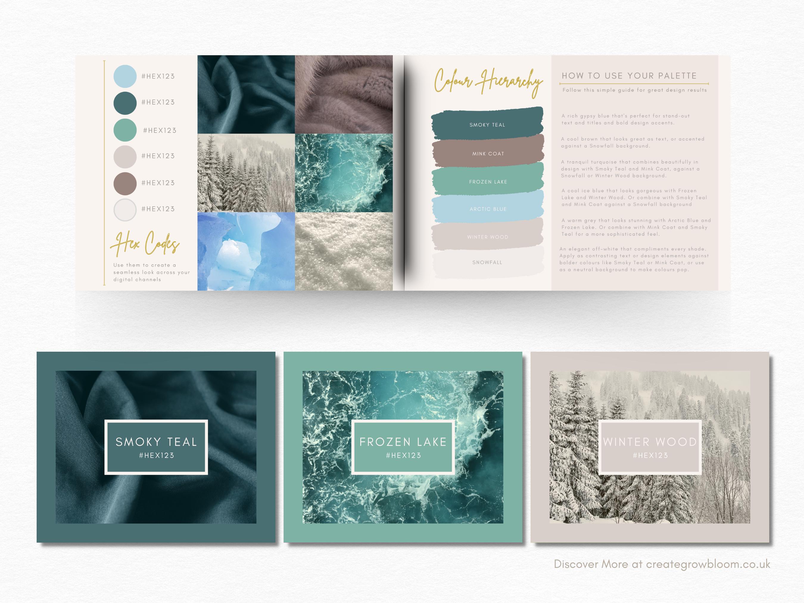 Winter Brand Colour Palette for Canva – Ice Blue Colour Scheme ...