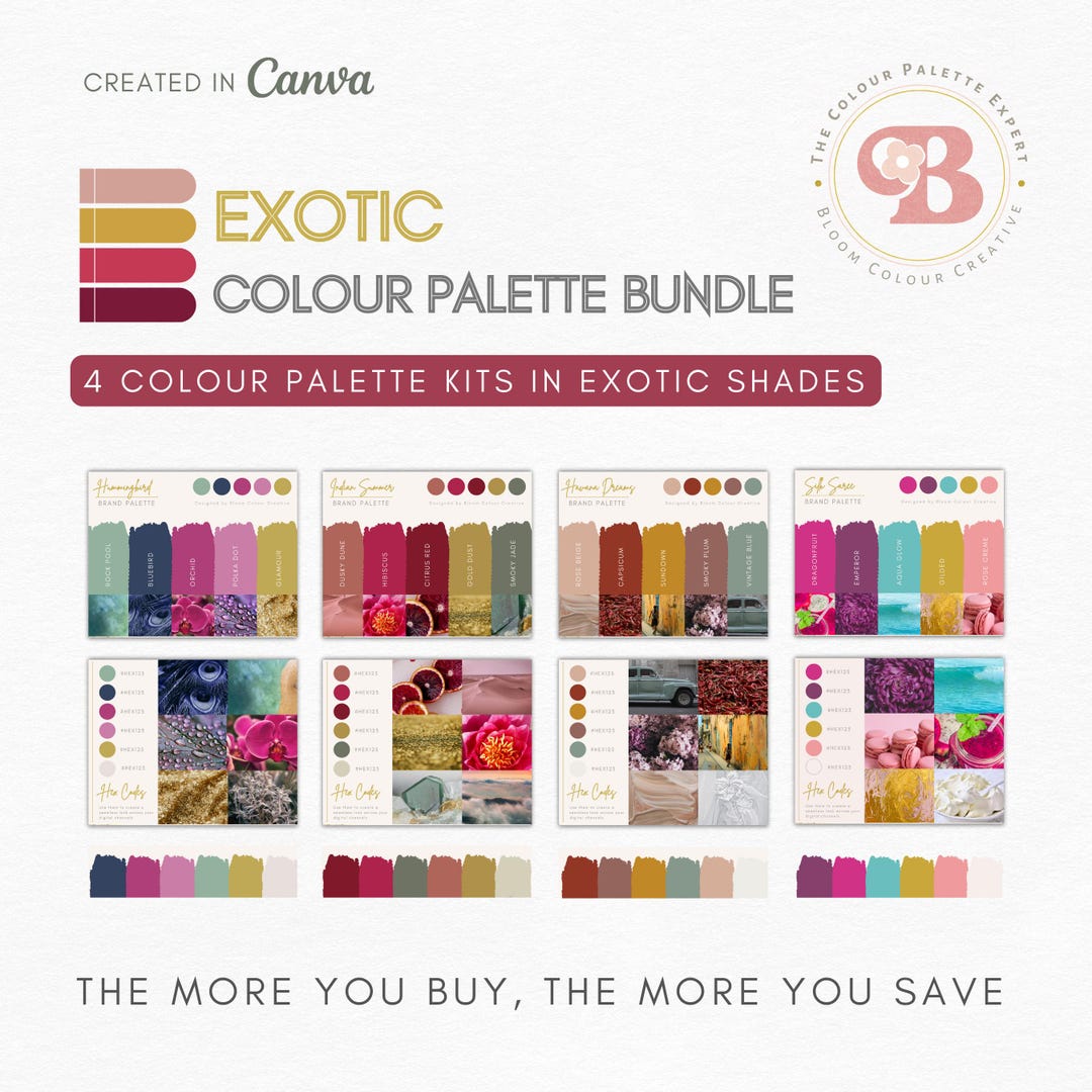 SAVE 25% - Exotic Brand Colour Palette Bundle - Canva Colour Palettes ...